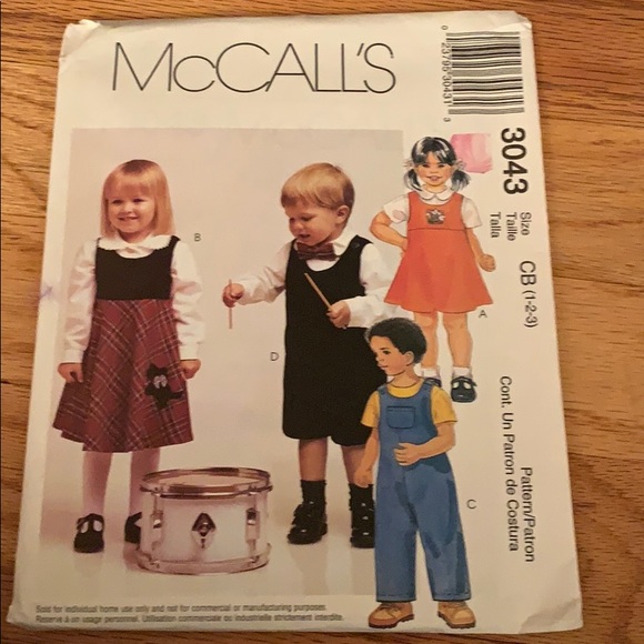 McCall’s | Other | Mccalls Sewing Pattern For Toddlers Jumpers | Poshmark